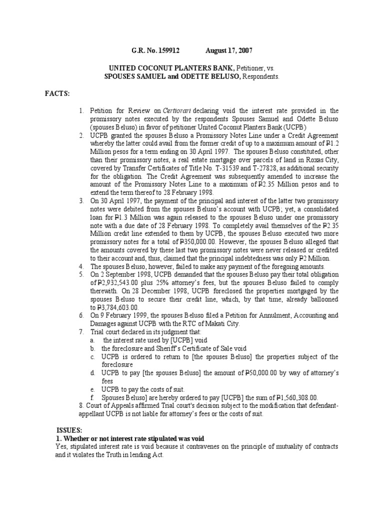 Ucpb VS Samuel and Beluso | PDF | Foreclosure | Interest Ucpb VS Samuel and Beluso | PDF | Foreclosure | Interest