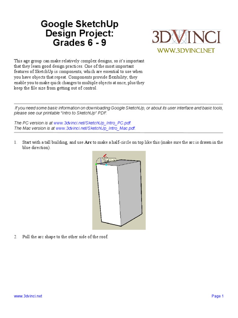 Google SketchUp Design Project for Grades 6-9 | PDF | Sketch Up | Computing