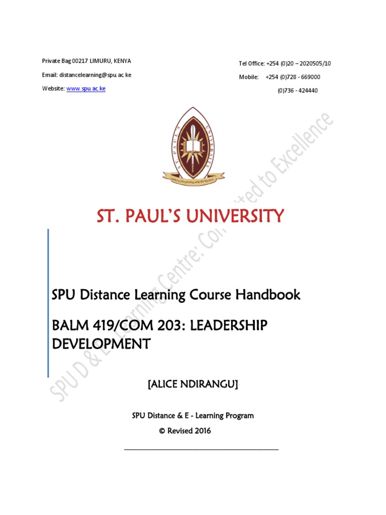 BALM 419 COM 203 Leadership Development Revised | PDF | Leadership ...