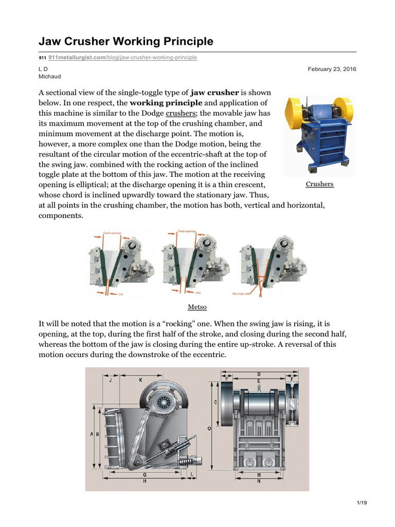 Jaw Crusher Working Principle | PDF | Economic Sectors | Nature