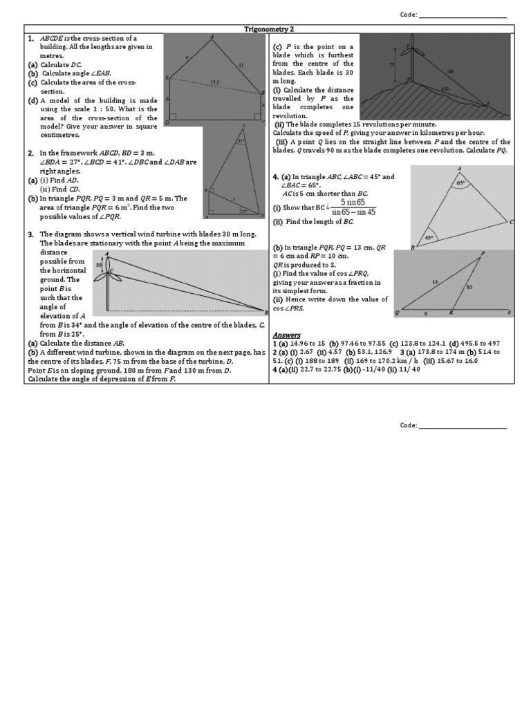 Trigonometry 2 | PDF | Cross Section (Physics) | Triangle