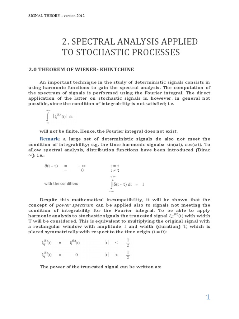 Signal Theory Chapter 2 | PDF | Spectral Density | Autocorrelation