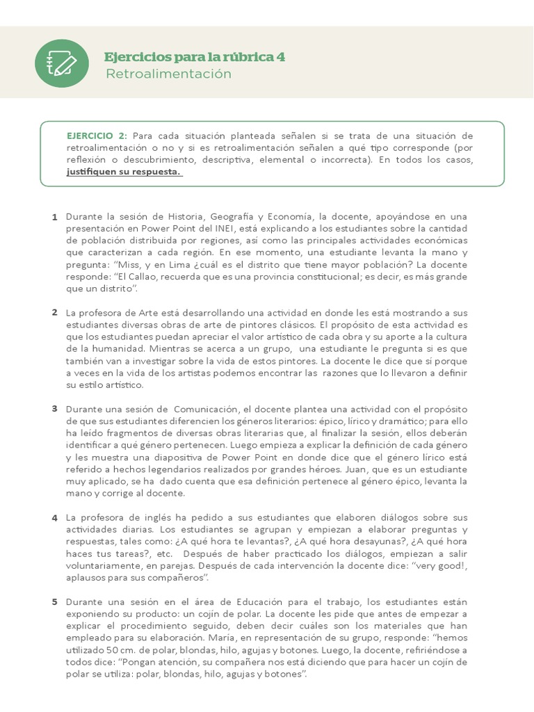 T8 - Ejercicios de Retroalimentación 7s PDF | PDF | Educación avanzada | Science