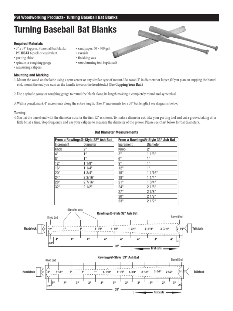 PSI Woodworking Products-Turning Baseball Bat Blanks | PDF | Tools | Crafts