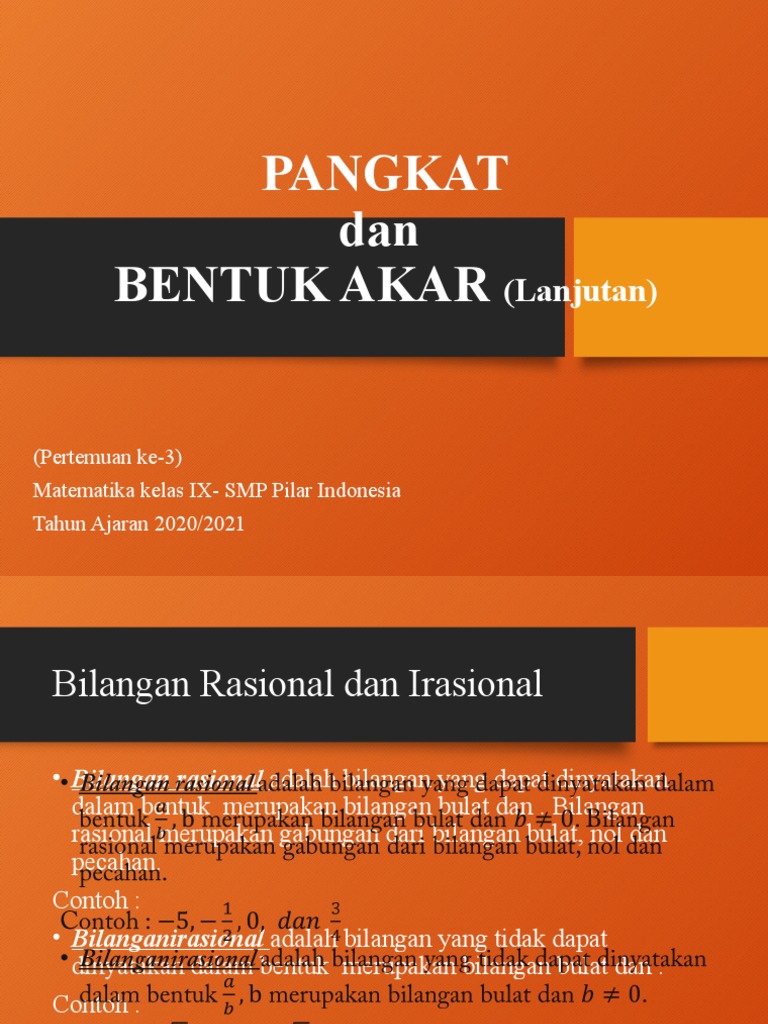 Pertemuan3 - Kelas 9 - MTK - Bab1 - (PANGKAT Dan BENTUK AKAR) | PDF