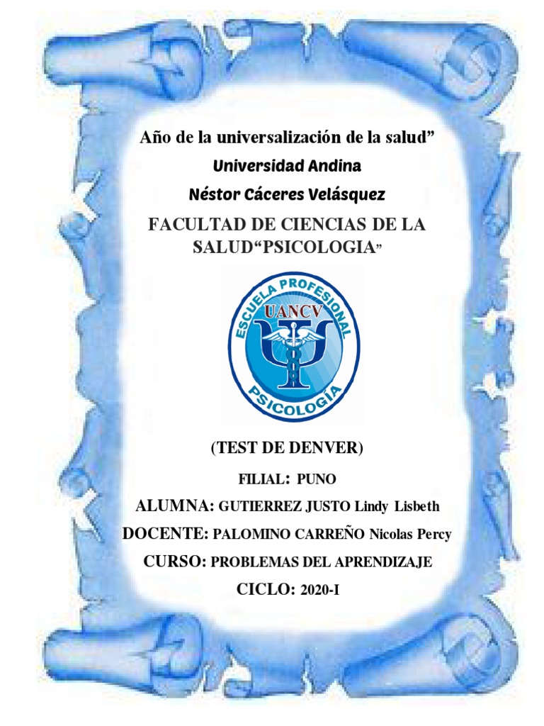 Test de Denver II: Evaluación del Desarrollo | PDF | Cognición ...