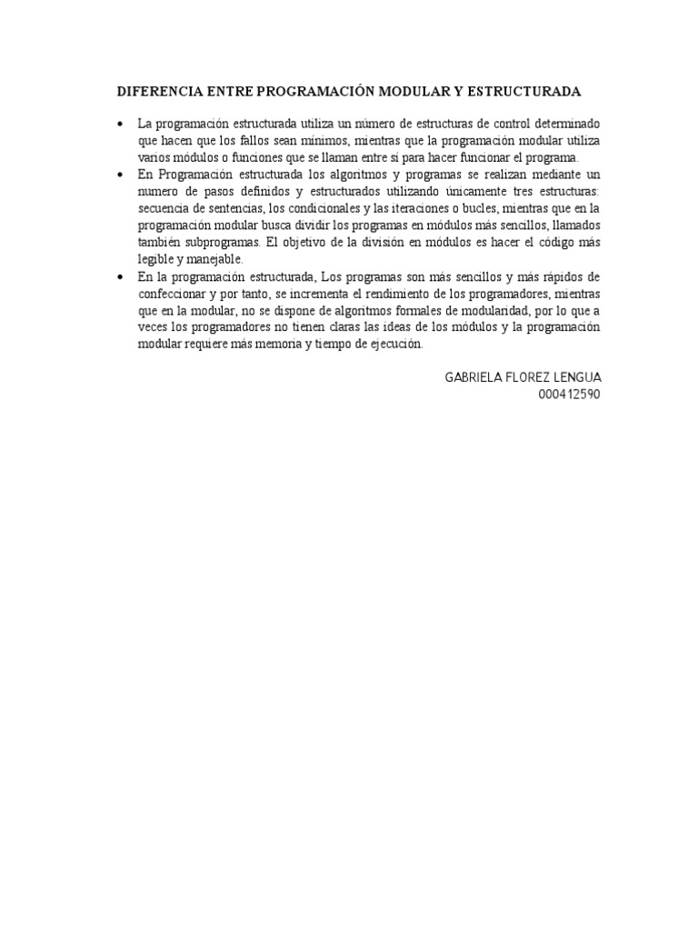 Diferencias entre Programación Modular y Estructurada | PDF