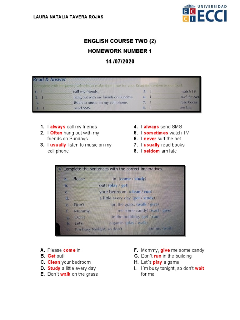 English Course Two (2) Homework Number 1 14 /07/2020: 1. I 2. I 3. I 4 ...