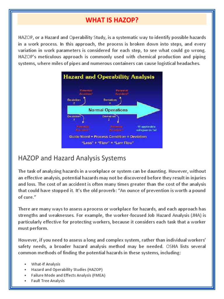 What Is Hazop?: HAZOP and Hazard Analysis Systems | Download Free PDF ...