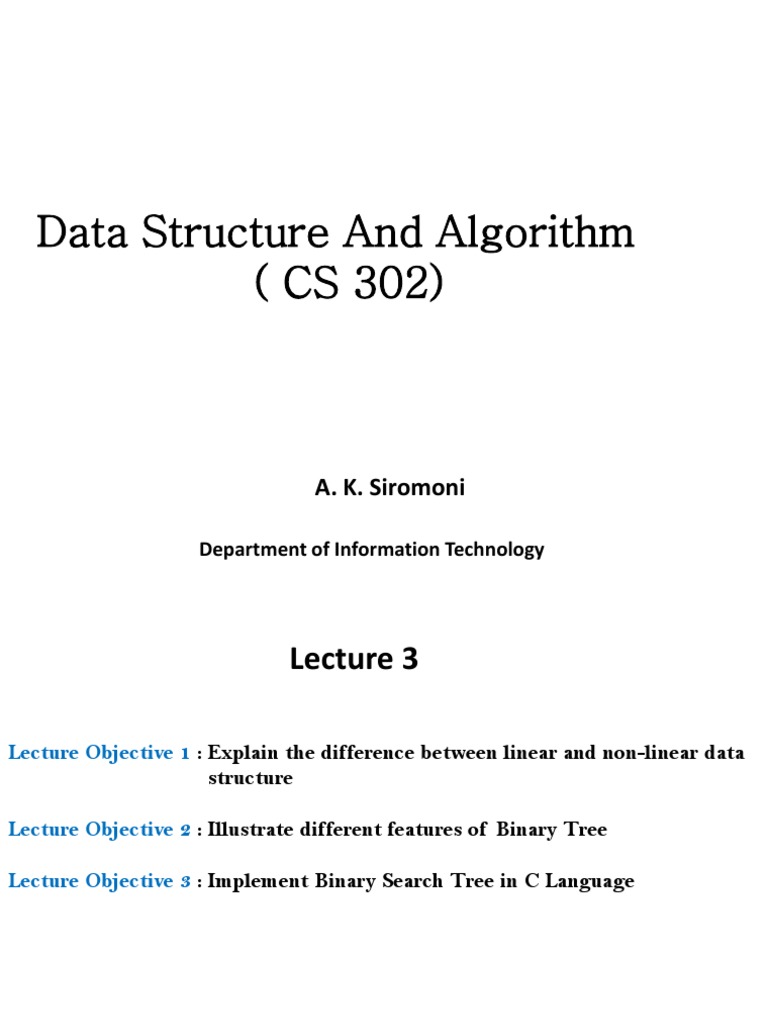 Data Structure and Algorithm (CS 302) : A. K. Siromoni | PDF | Algorithms | Discrete Mathematics