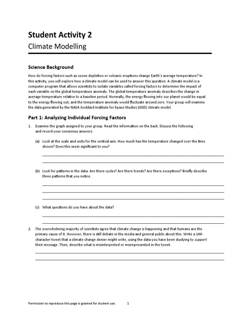 Student Activity 2: Climate Modelling | PDF | Global Warming | Volcano