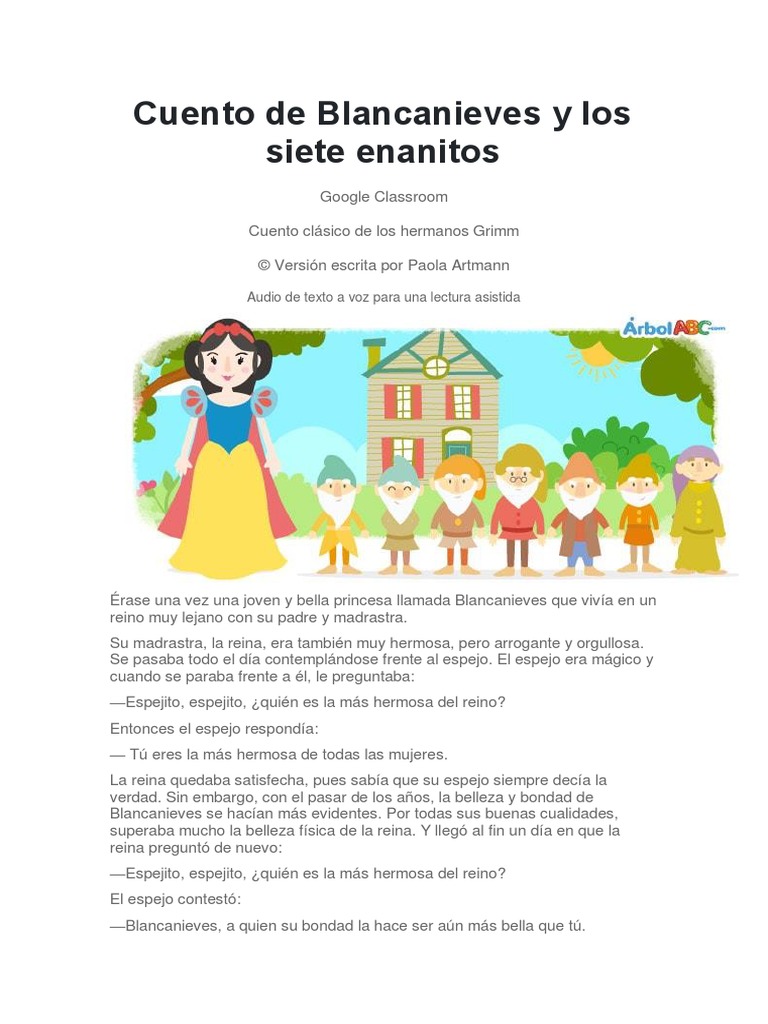 Cuento de Blancanieves y Los Siete Enanitos | PDF | Blanco como la nieve