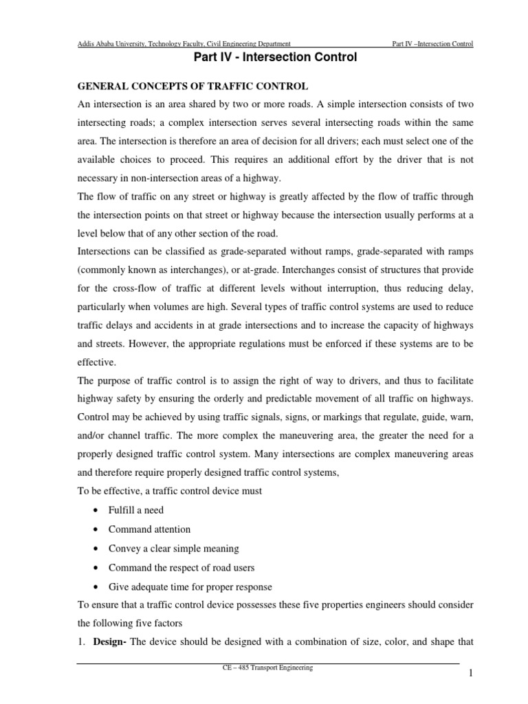 Part IV - Intersection Control | PDF | Traffic | Intersection (Road)