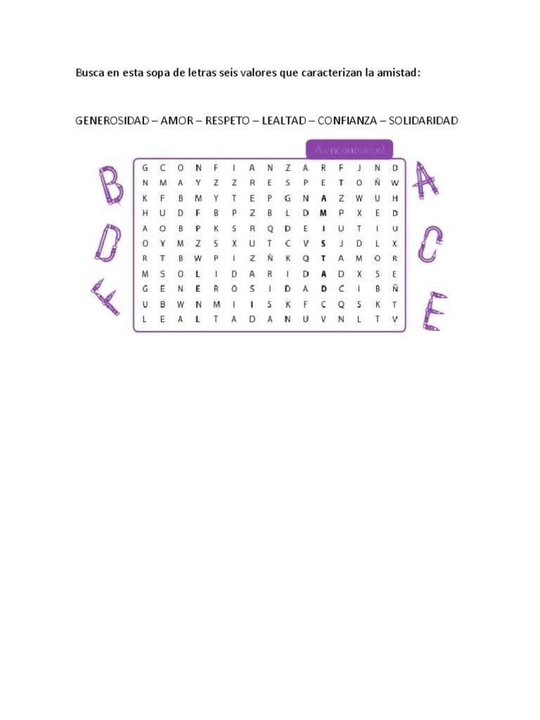 Amistad Sopa de Letras | PDF