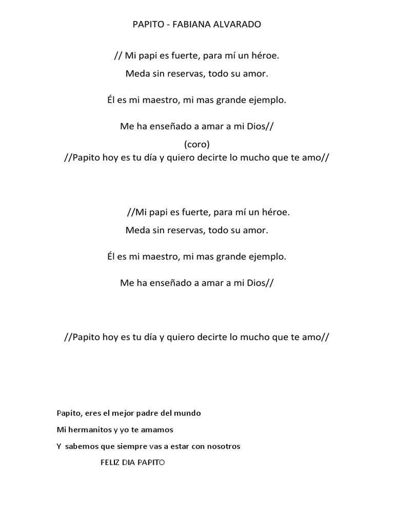 Letra de Cancion PAPITO | PDF