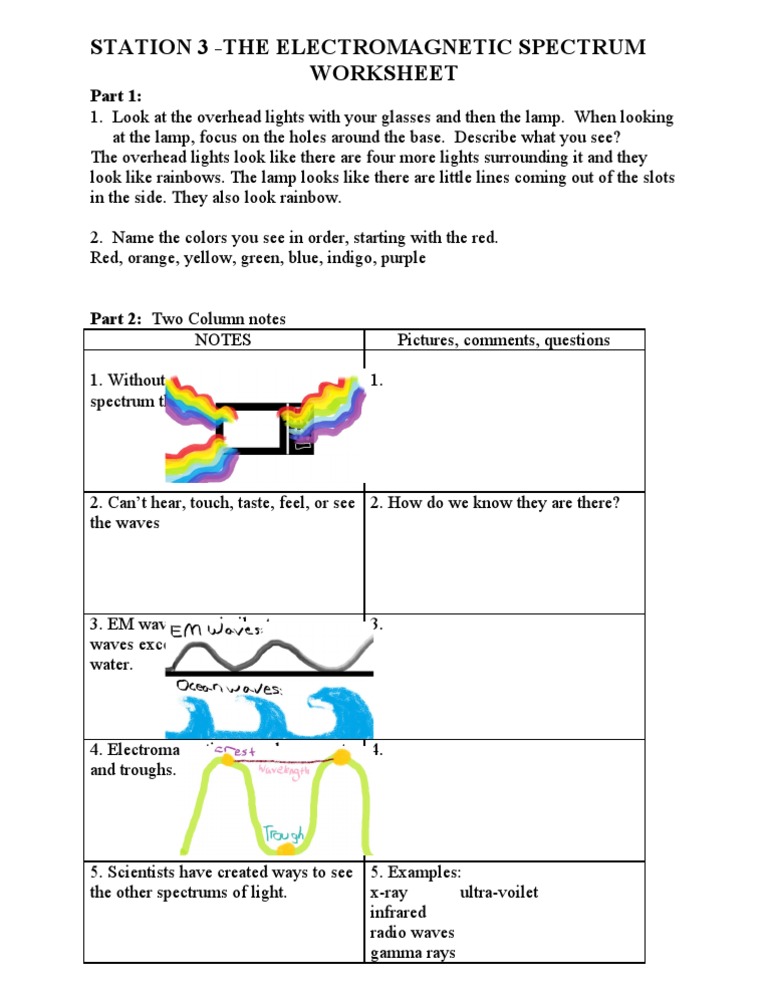 Station 3 - The Electromagnetic Spectrum Worksheet | PDF