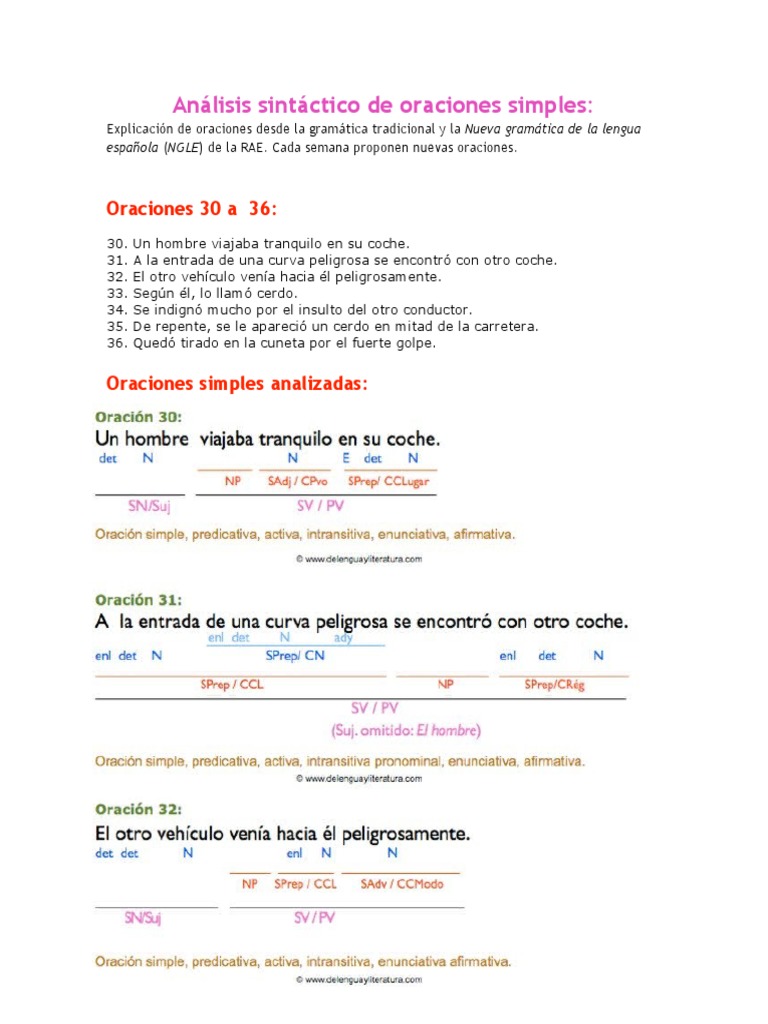 Práctica de Oraciones Simples | PDF