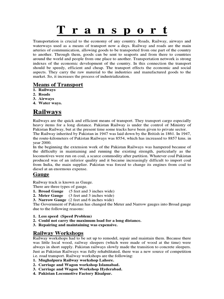 Transportation and Communication | PDF | Rail Transport | Port