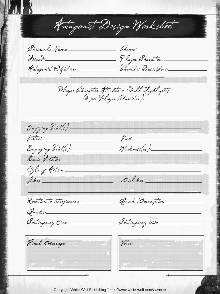 Antagonist Design Worksheet: Antagonists | PDF