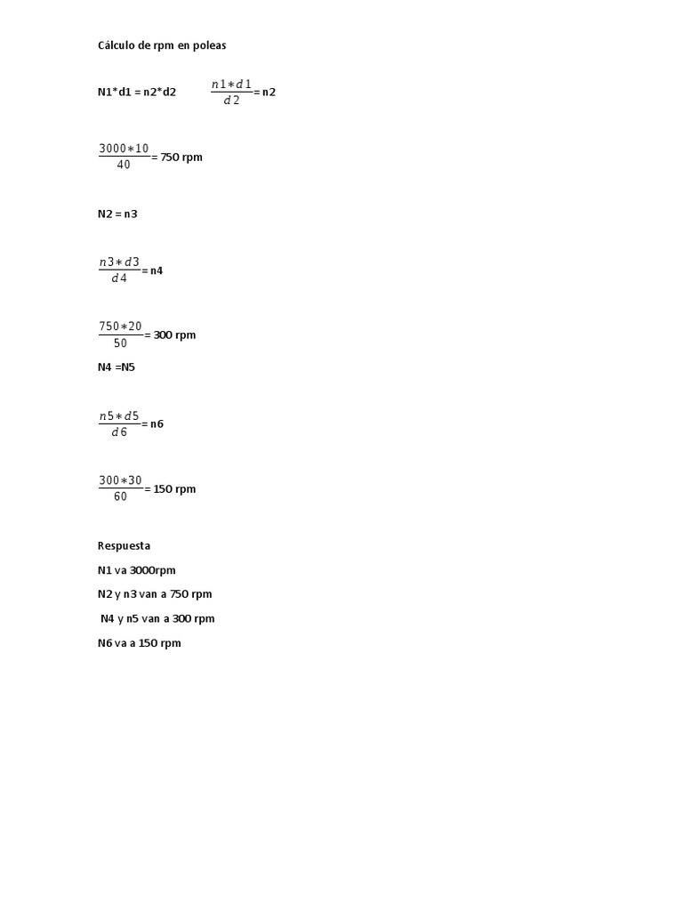 Cálculo de RPM en Poleas | PDF