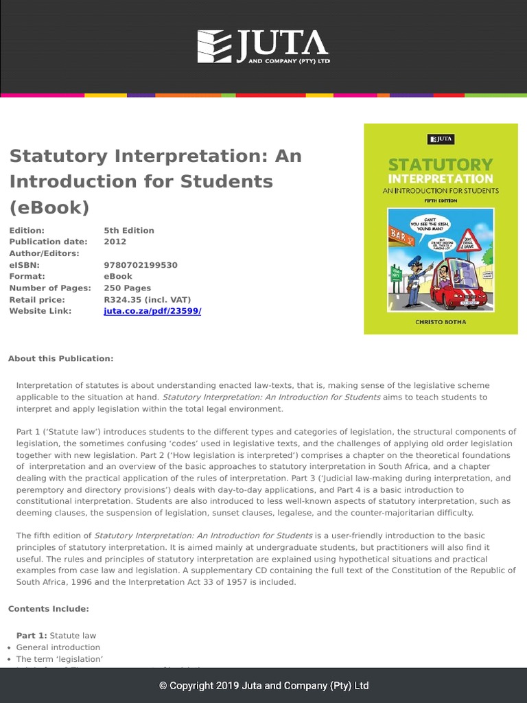 Statutory Interpretation: An Introduction For Students (Ebook) | PDF ...