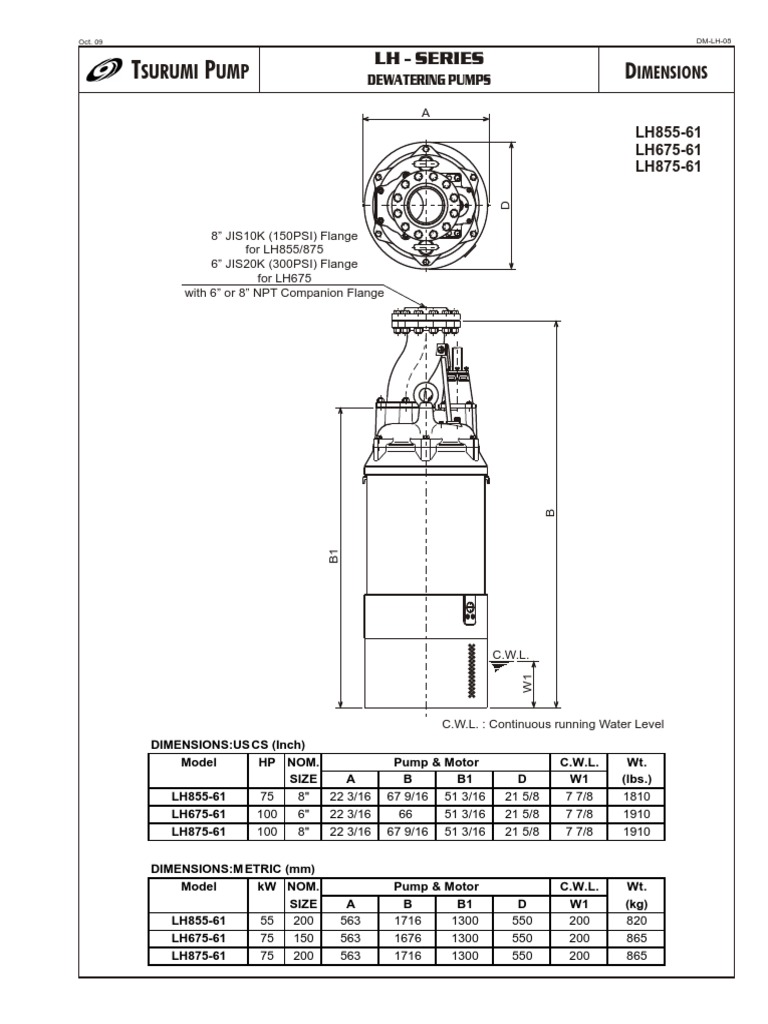 LH Series Dewatering Pump Dimensions | PDF