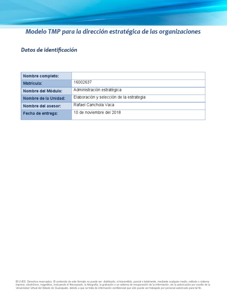 Modelo TMP Dirección Estratégica | PDF | Leche | Planificación