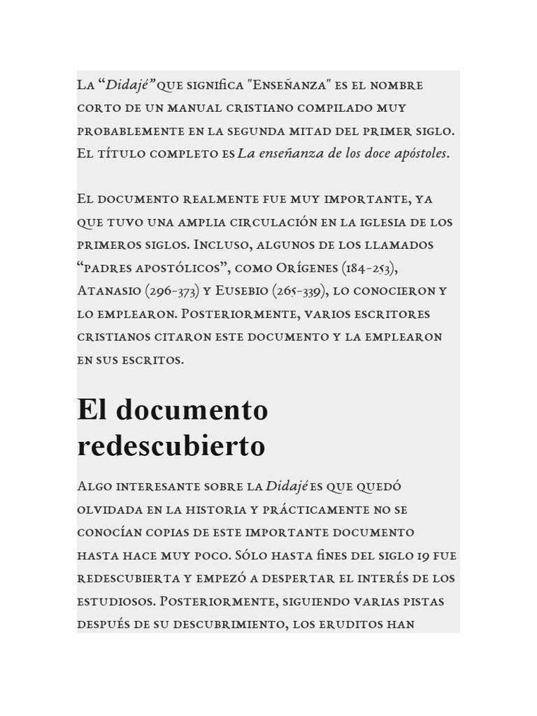 Didaje | PDF | orador del Señor | Biblia