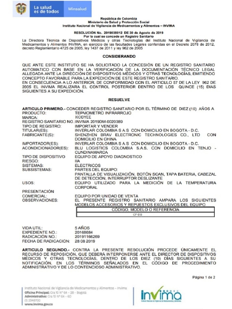 Invima Termometro PDF | PDF