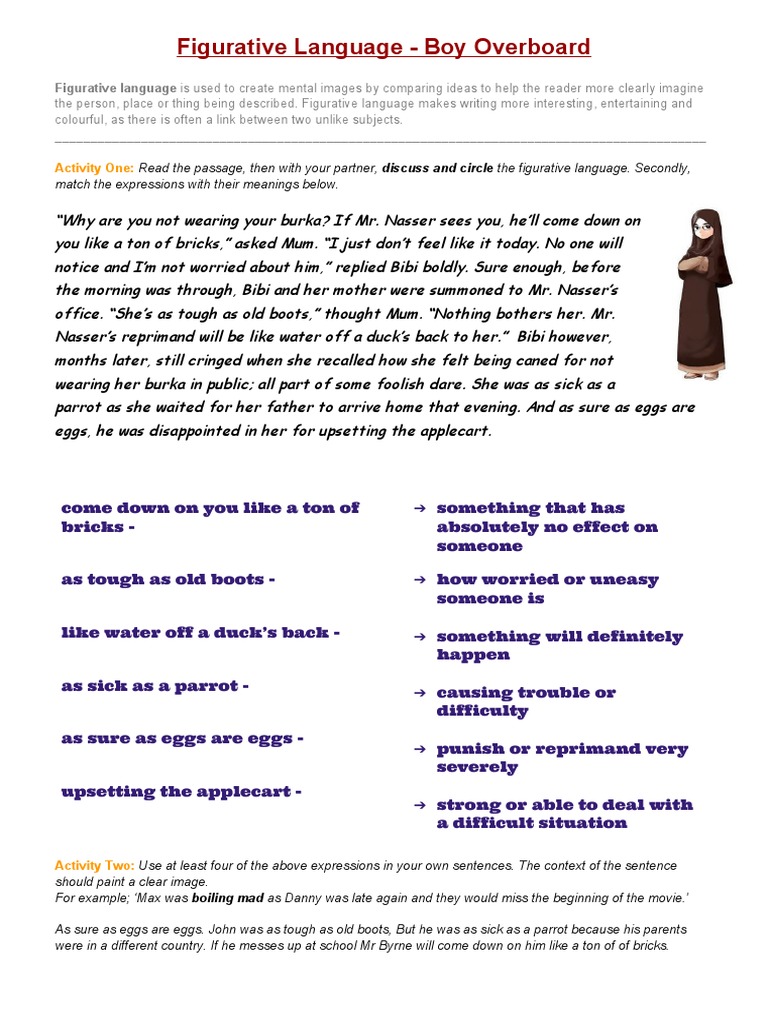 Figurative Language - Boy Overboard | PDF