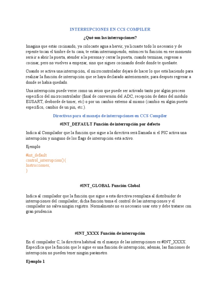 Tema 10 Interrupciones y Temporizacion en CCS Compiler | PDF | Microcontrolador | Tecnologías de ...