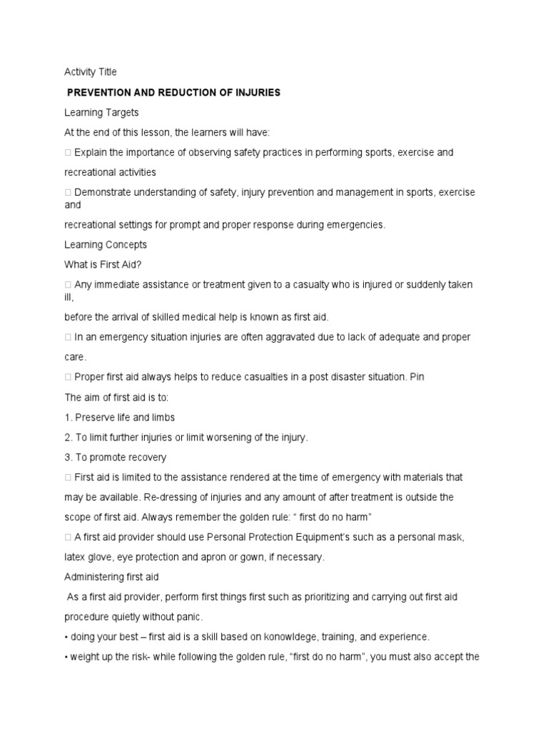 Safety and First Aid | PDF | Physical Fitness | First Aid