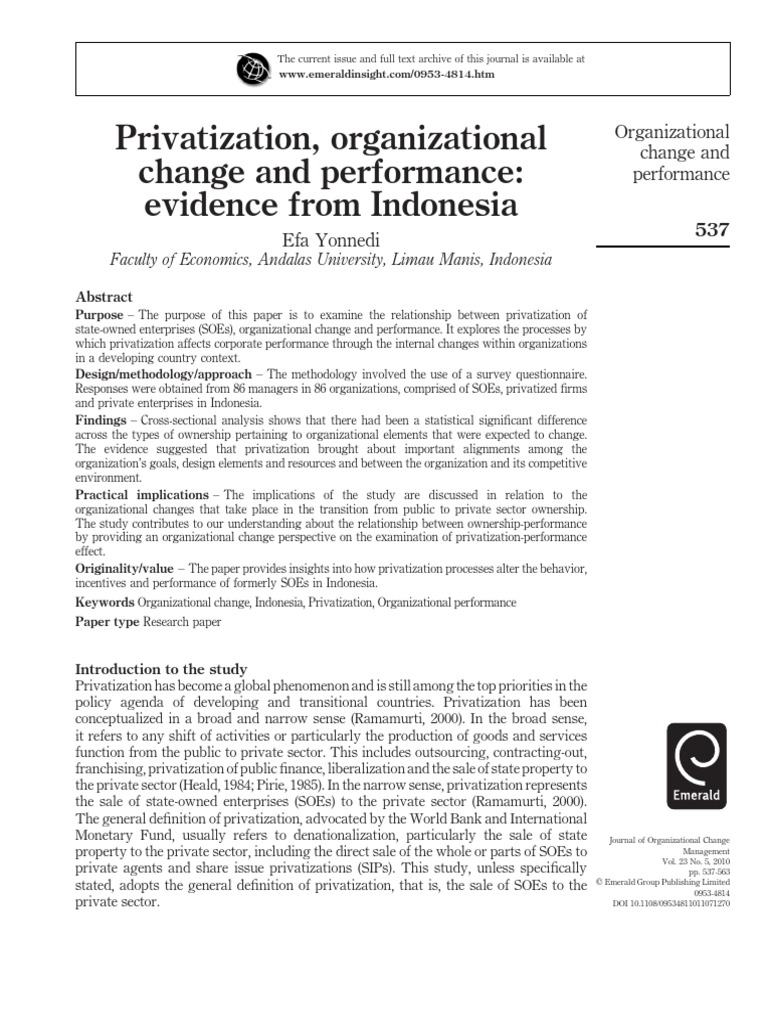 Emerald Privatization, - Organizational | PDF | Privatization | State Owned Enterprise