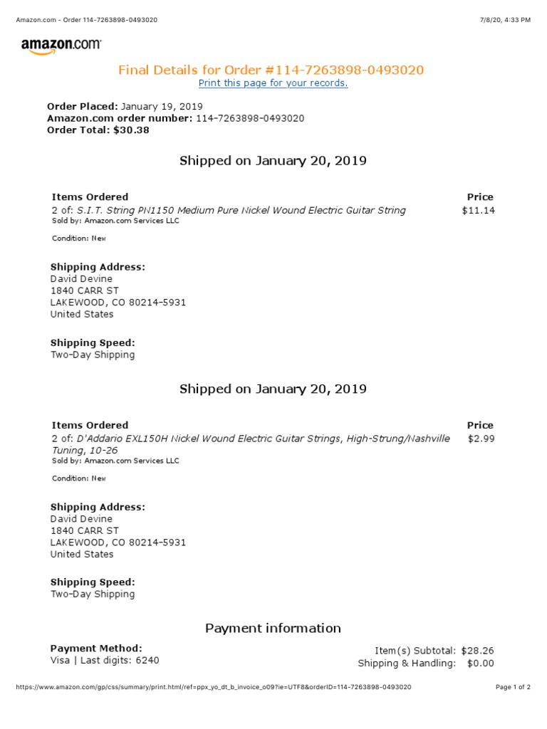 Guitar Strings Receipt | PDF | Visa Inc. | Receipt