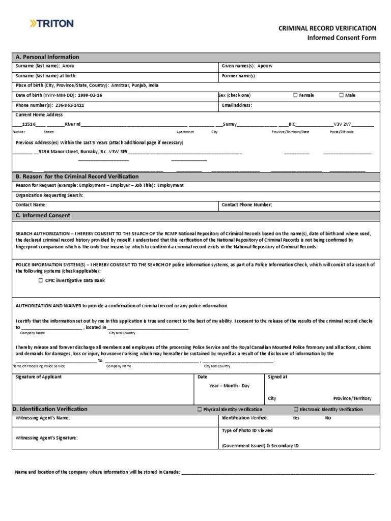 Triton Form - English AP | PDF | Criminal Record | Misconduct