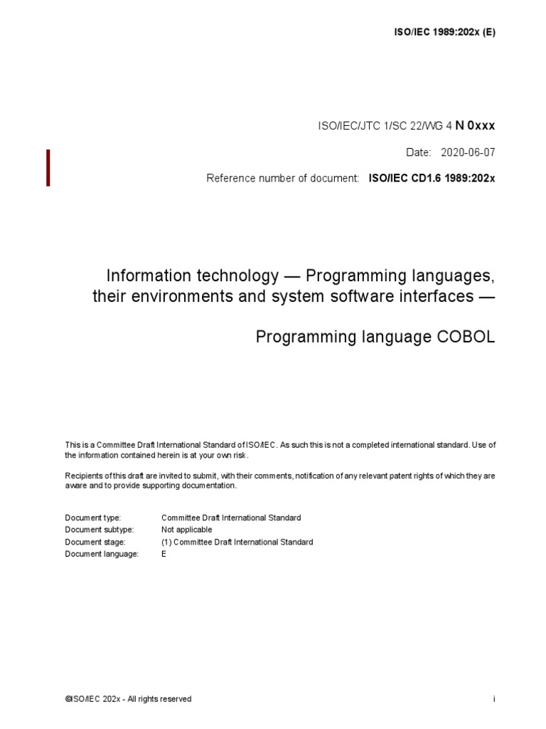 COBOL New Standard PDF | Download Free PDF | International Organization ... COBOL New Standard PDF | Download Free PDF | International Organization ...