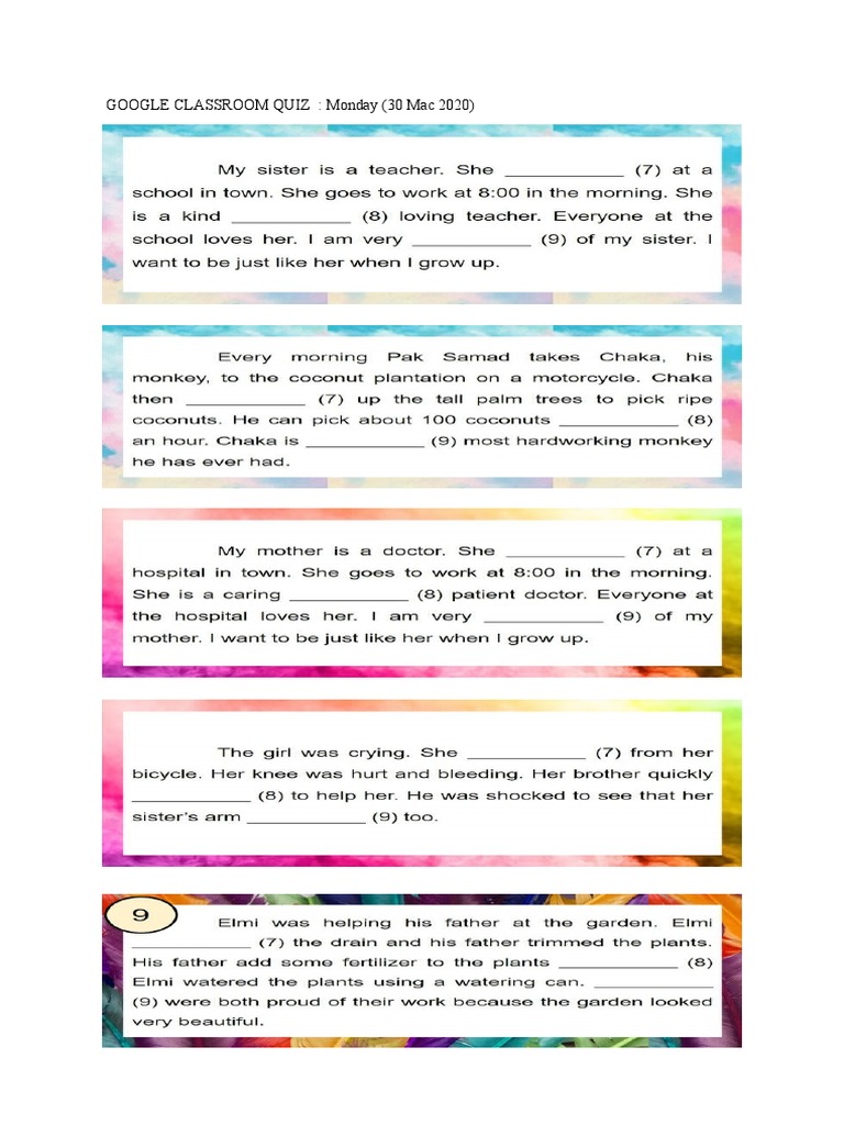 GOOGLE CLASSROOM QUIZ: Monday (30 Mac 2020) | PDF