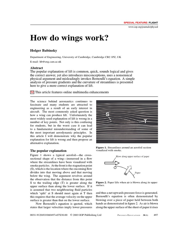 How Do Wings Work?: Holger Babinsky | Download Free PDF | Lift (Force ...