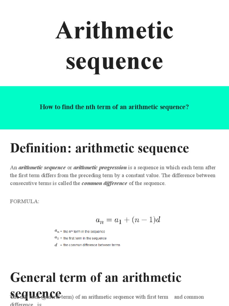 Week 2 Arithmetic Sequence Finding The NTH Term | PDF | Variable ...