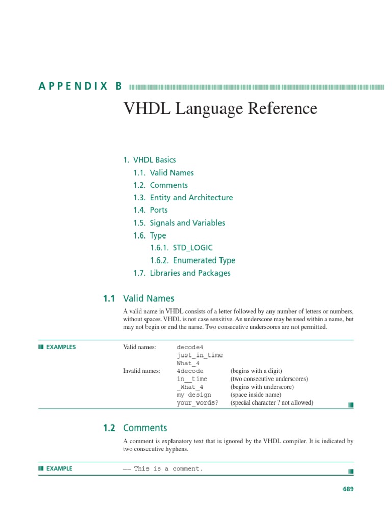 VHDL Language Reference: Appendix B | PDF | Vhdl | Parameter (Computer Programming)