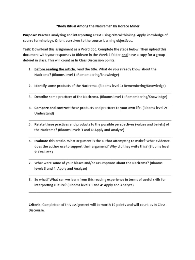 Analyzing Nacirema Cultural Practices | PDF | Career & Growth