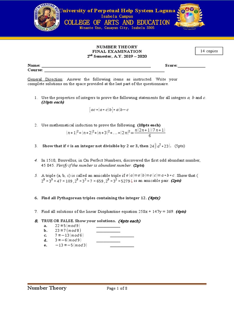 Number Theory | Pdf | Number Theory | Elementary Mathematics