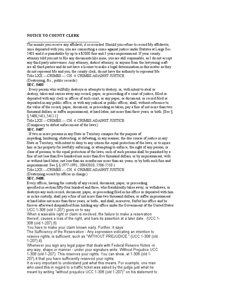 All NOTICE TO COUNTY CLERK | PDF | Fine (Penalty) | Uniform Commercial Code