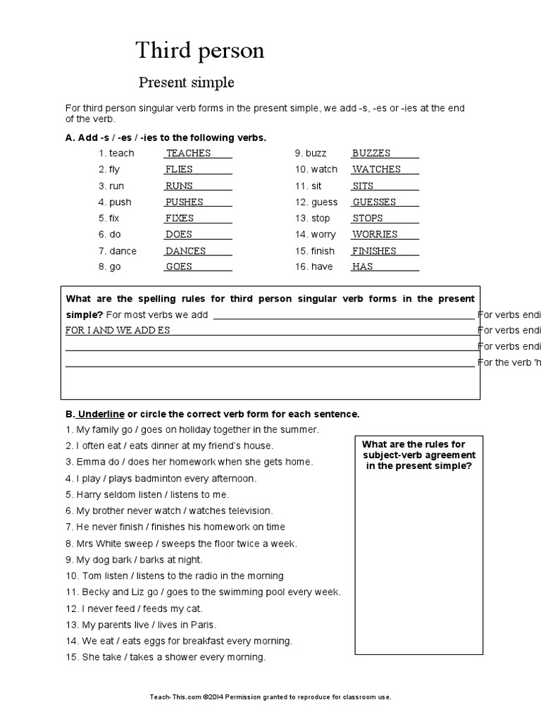Present-Simple 3rd Person | PDF | Linguistic Typology | Syntactic ...