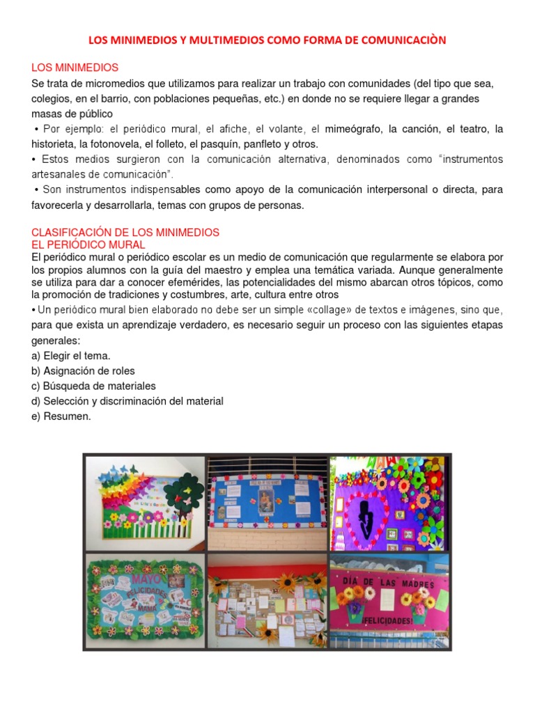 LOS MINIMEDIOS Y MULTIMEDIOS COMO FORMA DE COMUNICACIÒN 6to B 2020 PDF | PDF | Multimedia | Póster