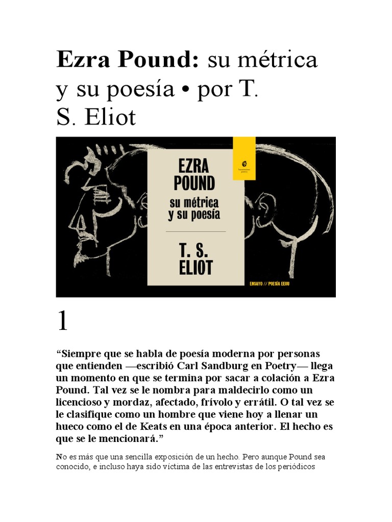 Ezra Pound. Su Métrica y Su Poesía. Eliot | PDF | TS Eliot | Autor