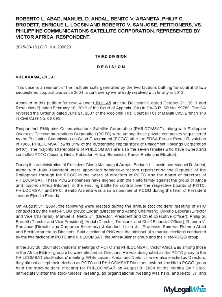 12 G.R. No. 200620 ABAD, ANDAL, ARANETA, BRODETT, LOCSIN, & SAN JOSE VS. PHILIPPINE ...