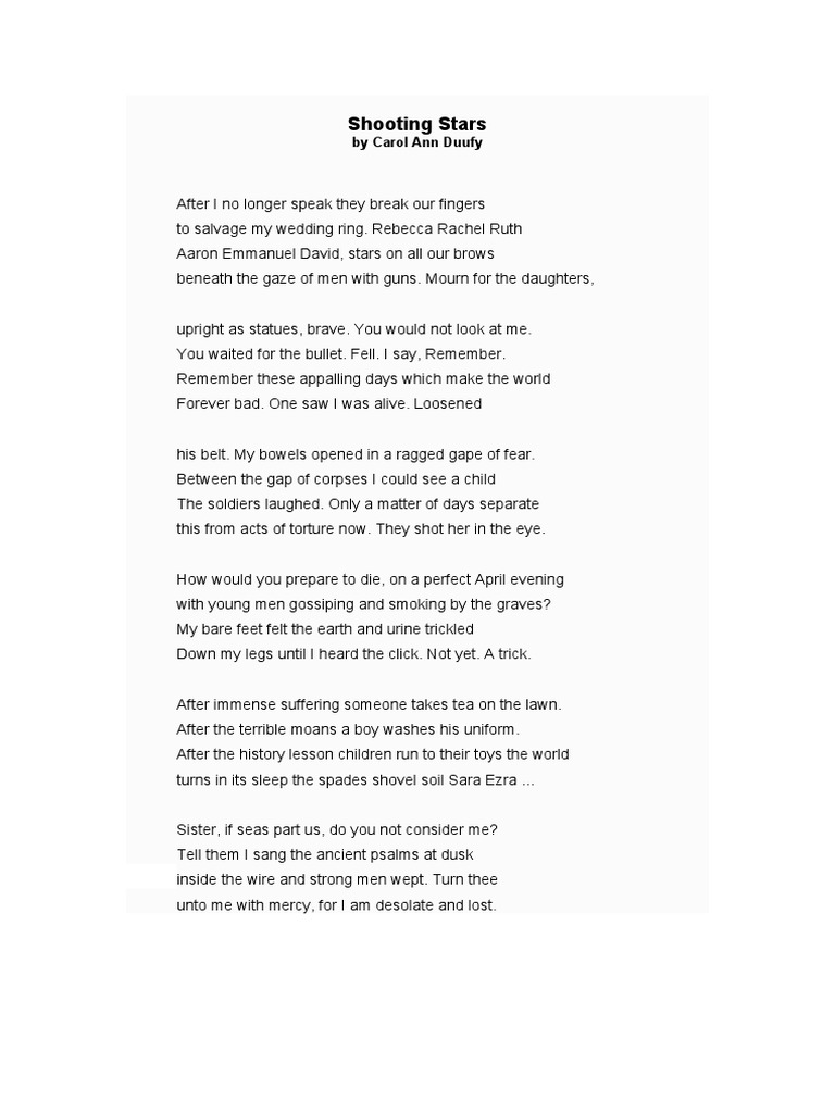 Shooting Stars: by Carol Ann Duufy | PDF