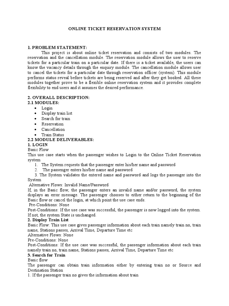 Online Ticket Reservation System | PDF | Use Case | Ticket (Admission)
