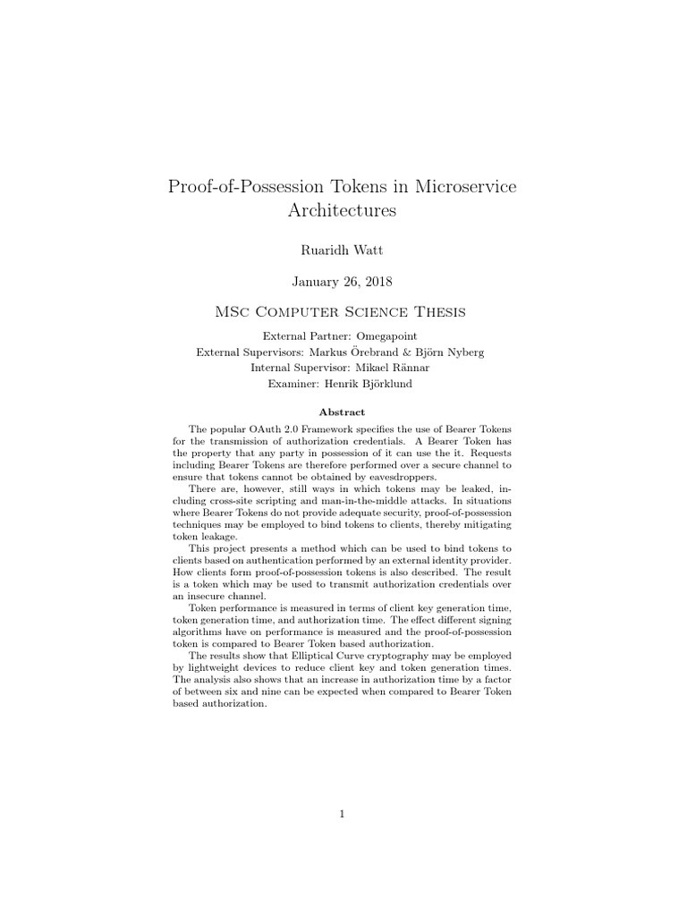 Proof-of-Possession Tokens in Microservice Architectures | PDF | Json ...